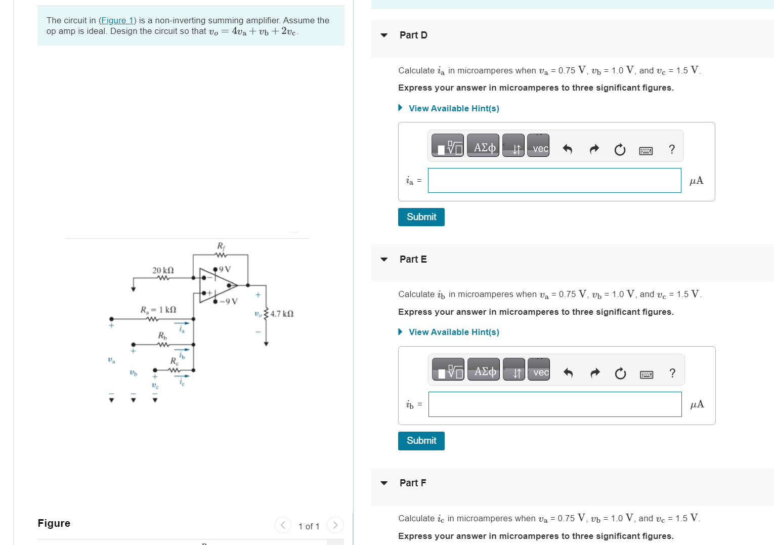 Solved The circuit in (Figure 1) ﻿is a non-inverting summing | Chegg.com