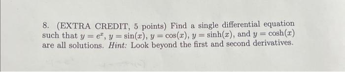 Solved 8. (EXTRA CREDIT, 5 points) Find a single | Chegg.com
