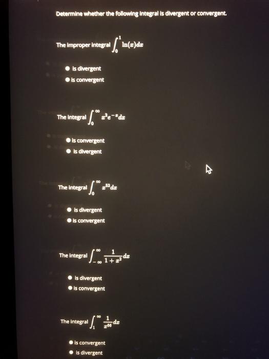 Solved Determine whether the following integral is divergent | Chegg.com