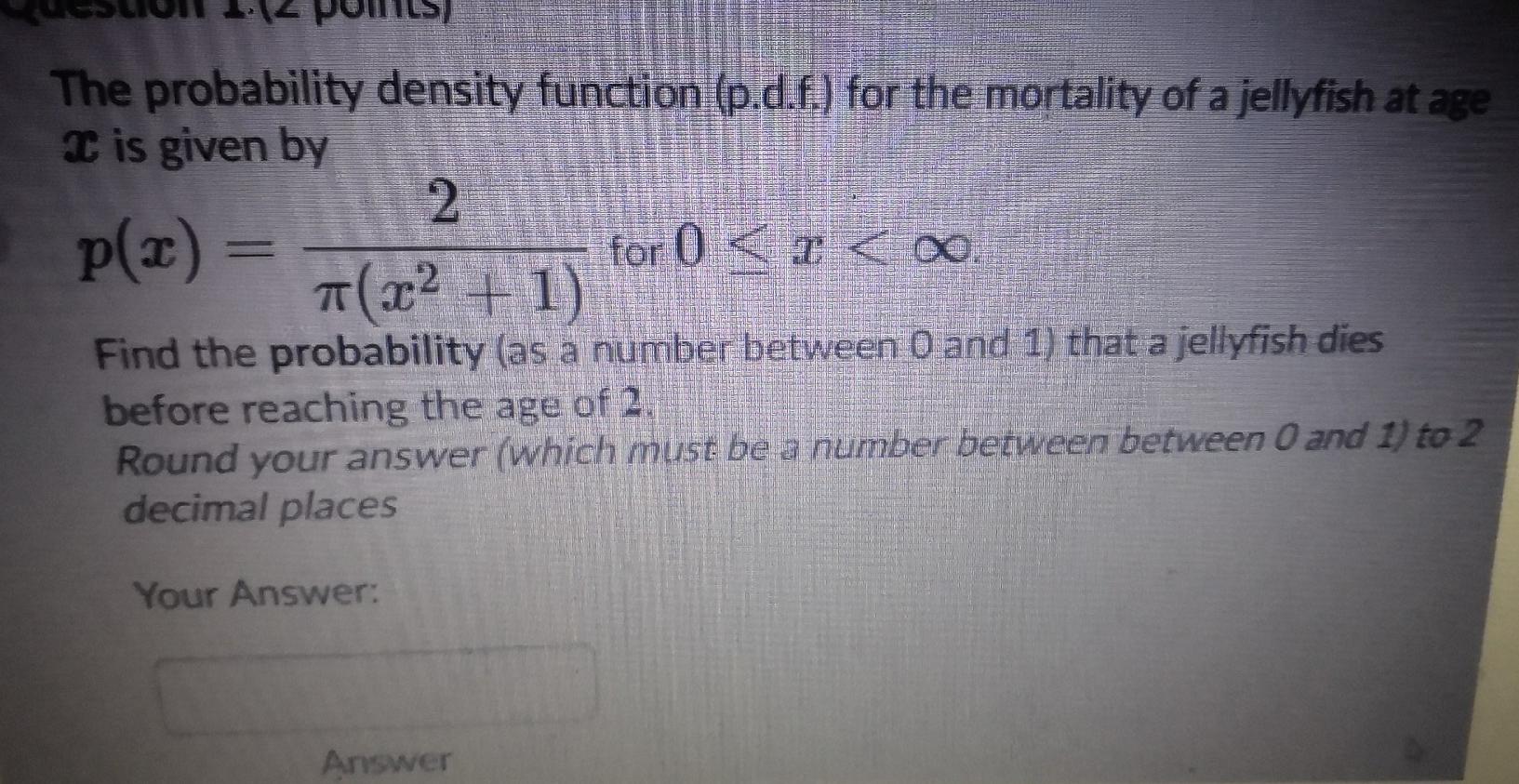 Solved The probability density function (p.d.f.) for the | Chegg.com