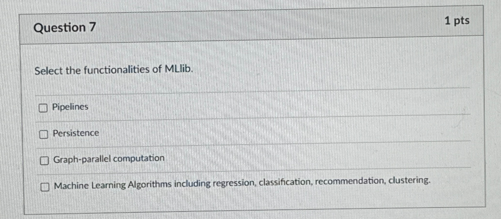 Solved Question 71 ﻿ptsSelect the functionalities of | Chegg.com