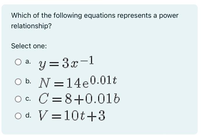 Solved Which of the following equations represents a power | Chegg.com