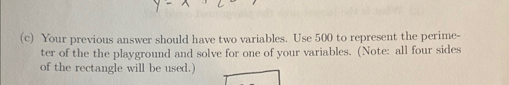 Solved (c) ﻿Your previous answer should have two variables. | Chegg.com