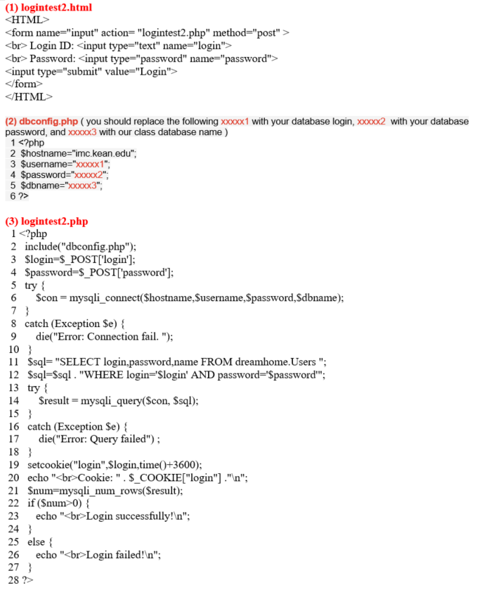 Solved Please ensure that the provided dbconfig.php, | Chegg.com