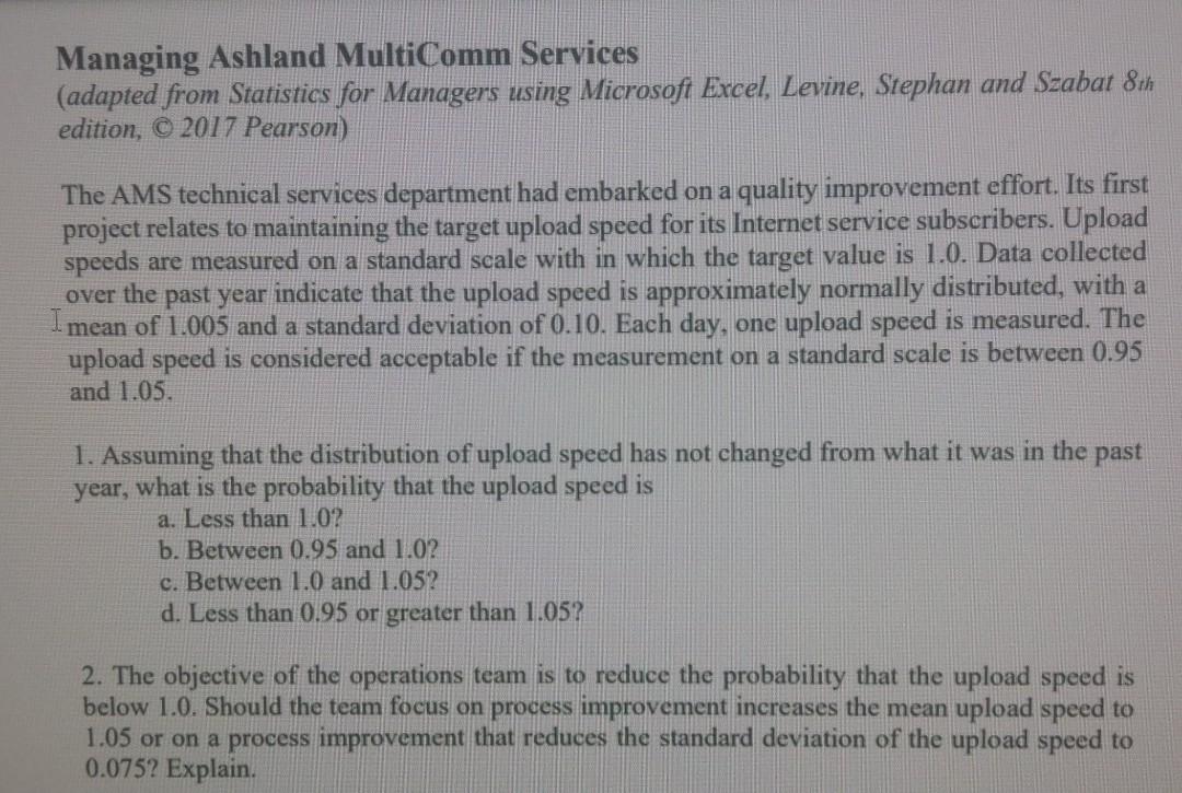 Solved Managing Ashland MultiComm Services (adapted from | Chegg.com