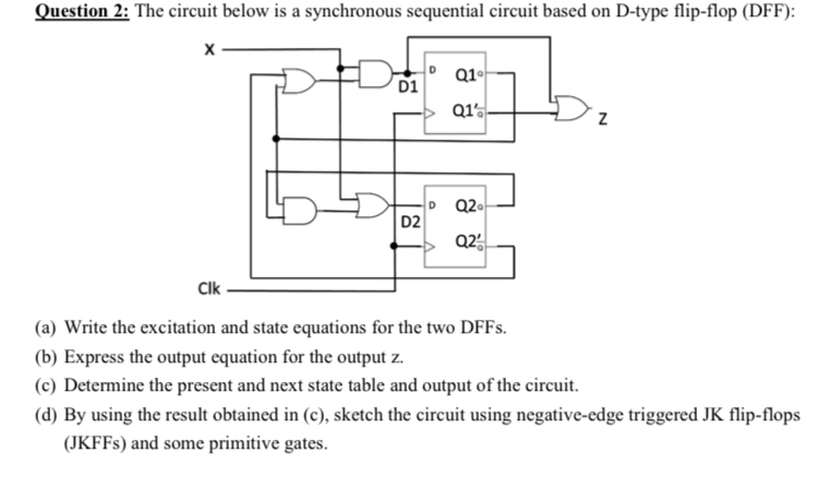 Question 2: The circuit below is a synchronous | Chegg.com