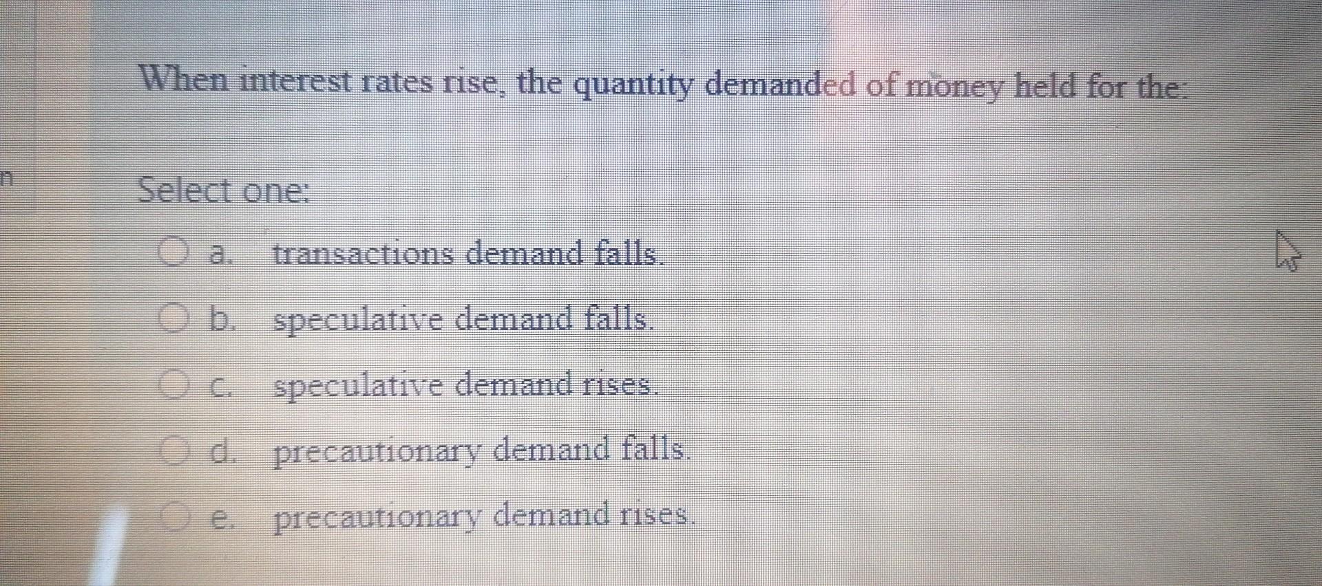 Solved When interest rates rise, the quantity demanded of | Chegg.com