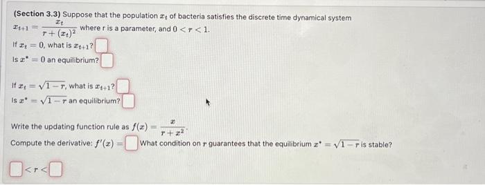 Solved (Section 3.3) Suppose that the population xt of | Chegg.com