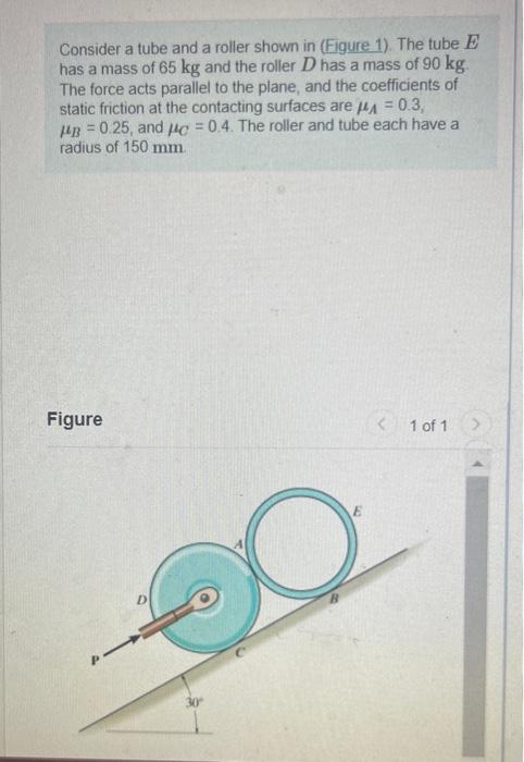 Solved Consider a tube and a roller shown in (Figure 1). The | Chegg.com