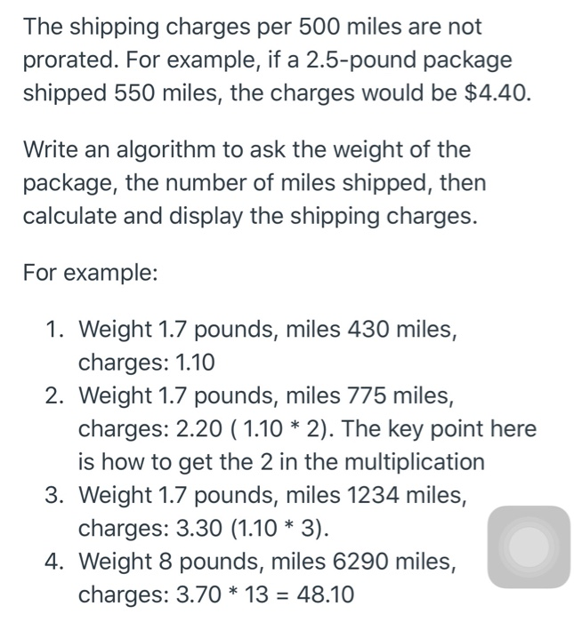 Solved Question: Shipping Charges The Fast Freight Shipping | Chegg.com
