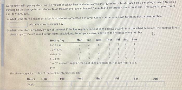 Solved Worthington Hills grocery store has five regular | Chegg.com