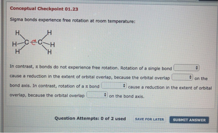 Solved Conceptual Checkpoint 01.23 Sigma bonds experience | Chegg.com
