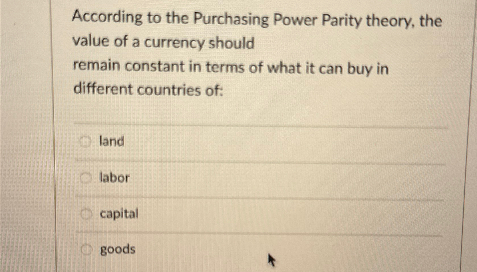 Solved According to the Purchasing Power Parity theory, the | Chegg.com