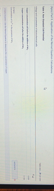 (4pts) ﻿Part II. ﻿Application of the Nemst Equation | Chegg.com