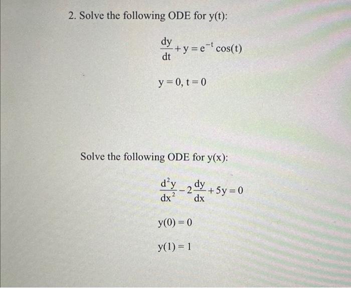 Solved 2. Solve the following ODE for y(t) : | Chegg.com