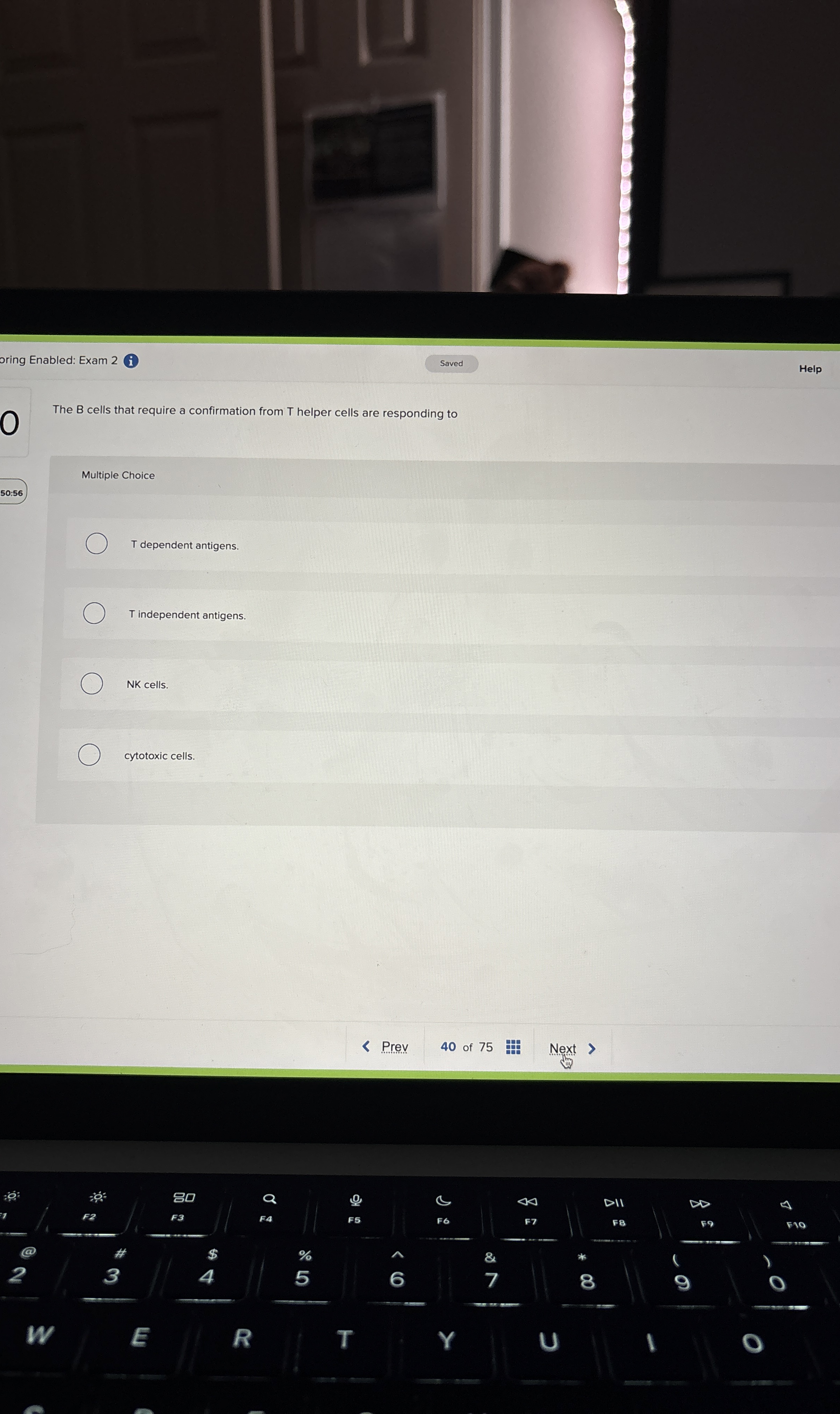 Solved oring Enabled: Exam 2 ﻿iHelpThe B ﻿cells that require | Chegg.com
