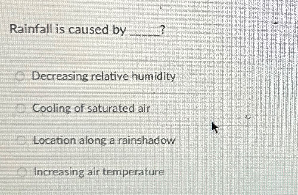 Solved Rainfall is caused by q, ?Decreasing relative | Chegg.com