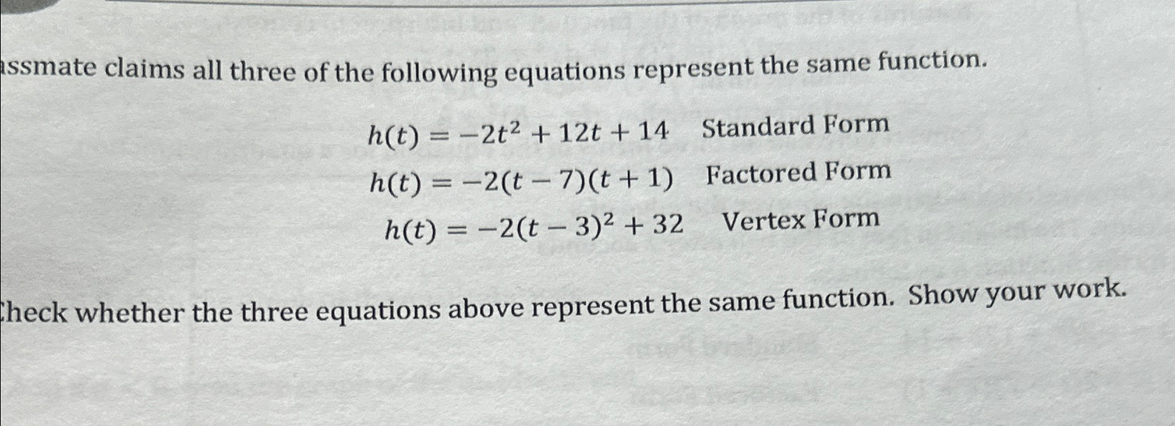 Solved assmate claims all three of the following equations | Chegg.com