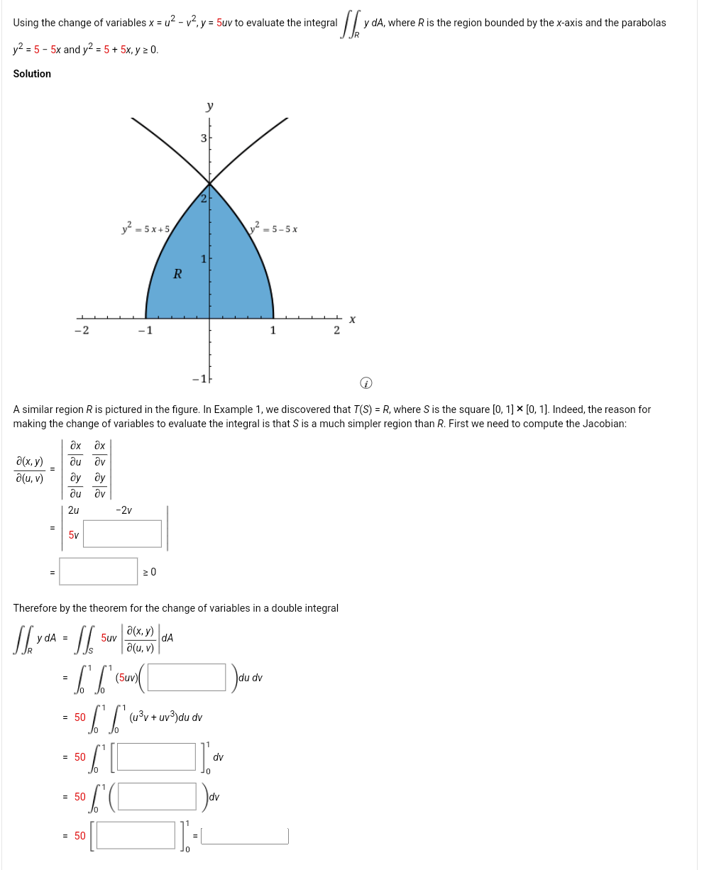 Solved Using the change of variables x=u2−v2,y=5uv to | Chegg.com