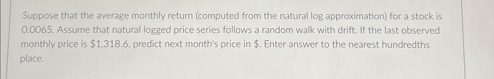 Solved Suppose that the average monthly return (computed | Chegg.com