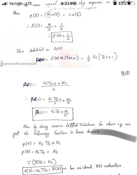 Solved (a) An ideal PD controller has the following transfer | Chegg.com