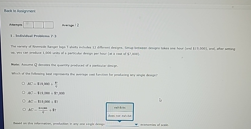 Solved Back to AssignmentAttempts Average ?2Individual | Chegg.com