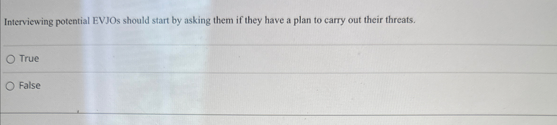 Solved Interviewing potential EVJOs should start by asking | Chegg.com