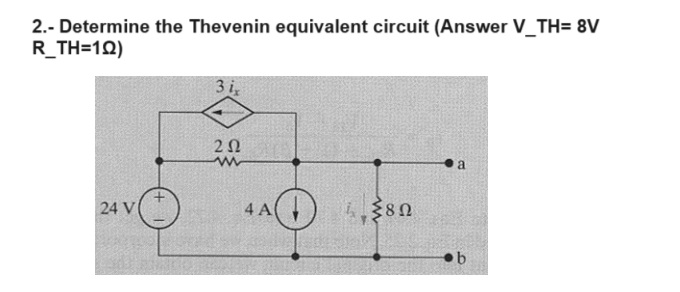 Solved 2.- ﻿Determine the Thevenin equivalent circuit | Chegg.com