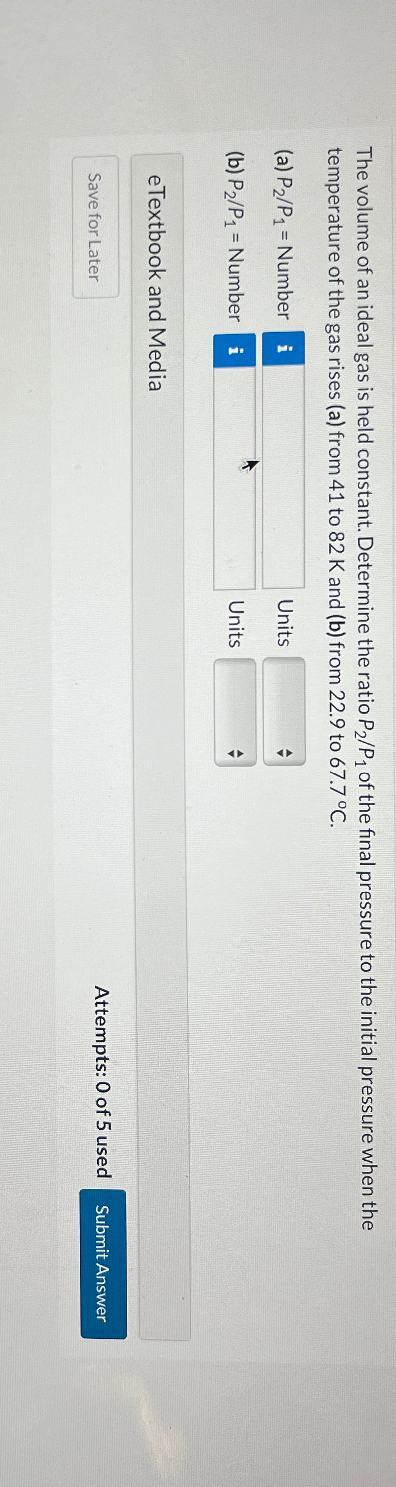 Solved The volume of an ideal gas is held constant. | Chegg.com