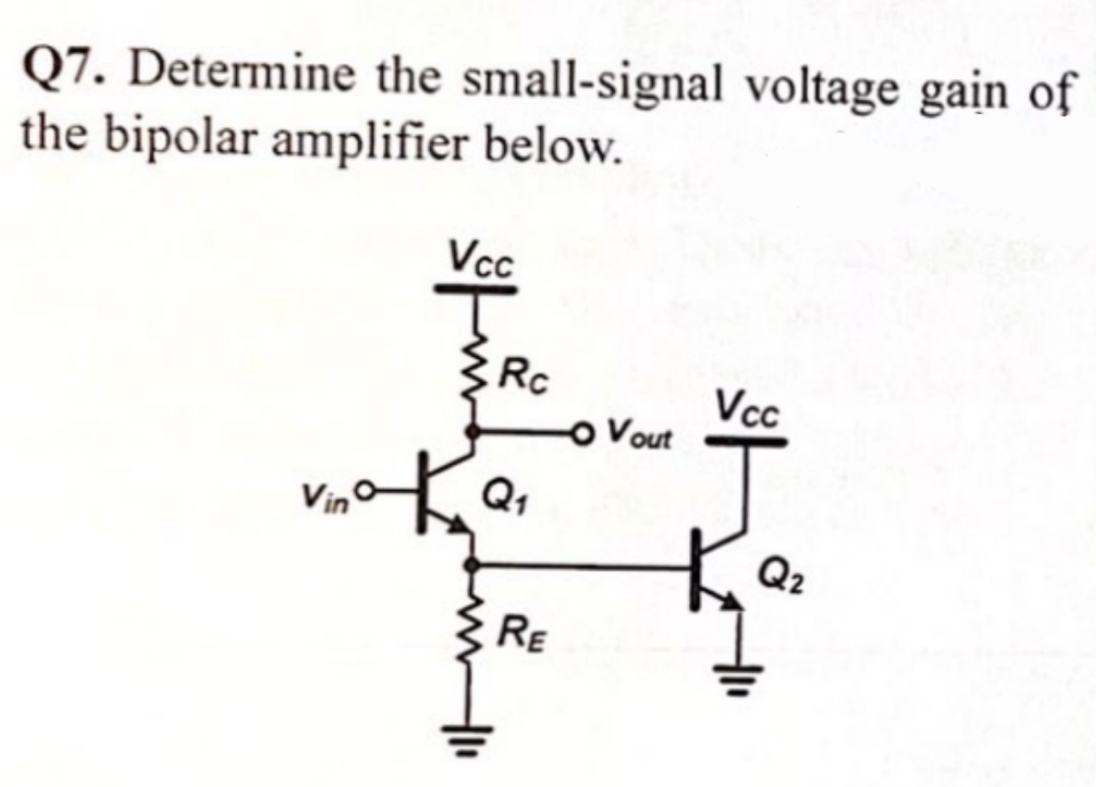 Q7. ﻿Determine the small-signal voltage gain ofthe | Chegg.com