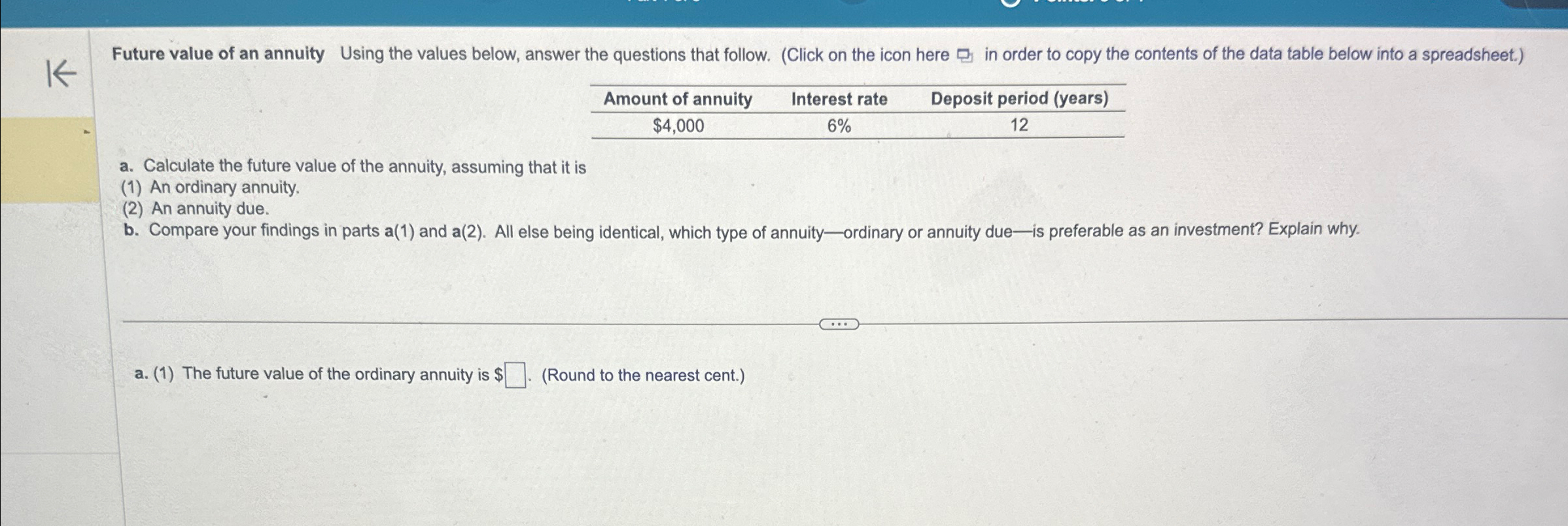 Solved Future value of an annuity Using the values below, | Chegg.com