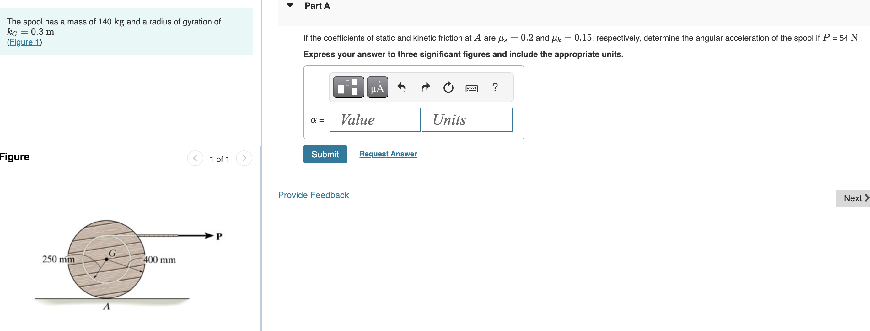 Solved The spool has a mass of 140kg ﻿and a radius of | Chegg.com