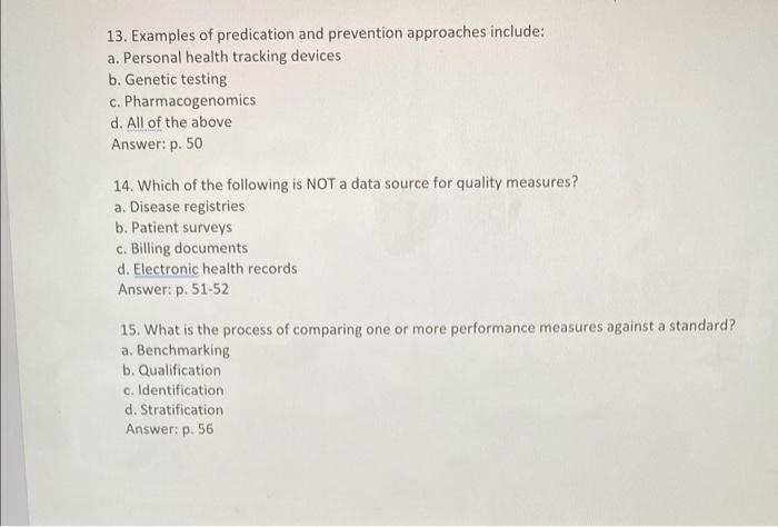 Solved 13. Examples of predication and prevention approaches | Chegg.com