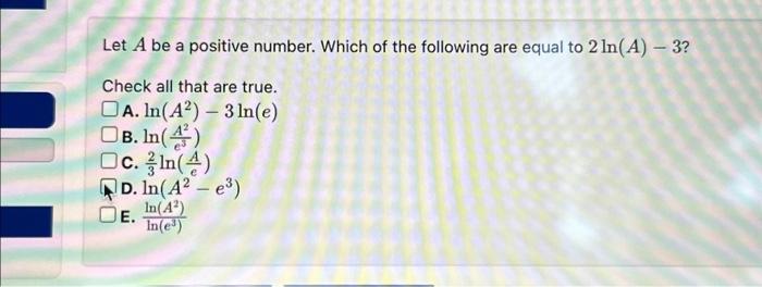 Solved Let A be a positive number. Which of the following | Chegg.com