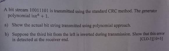 Solved A bit stream 10011101 is transmitted using the | Chegg.com