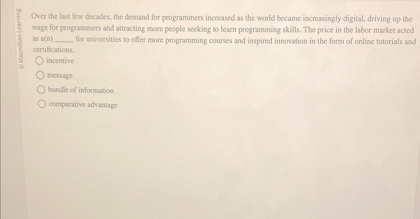 Solved Over the last few decades, the demand for programmers | Chegg.com