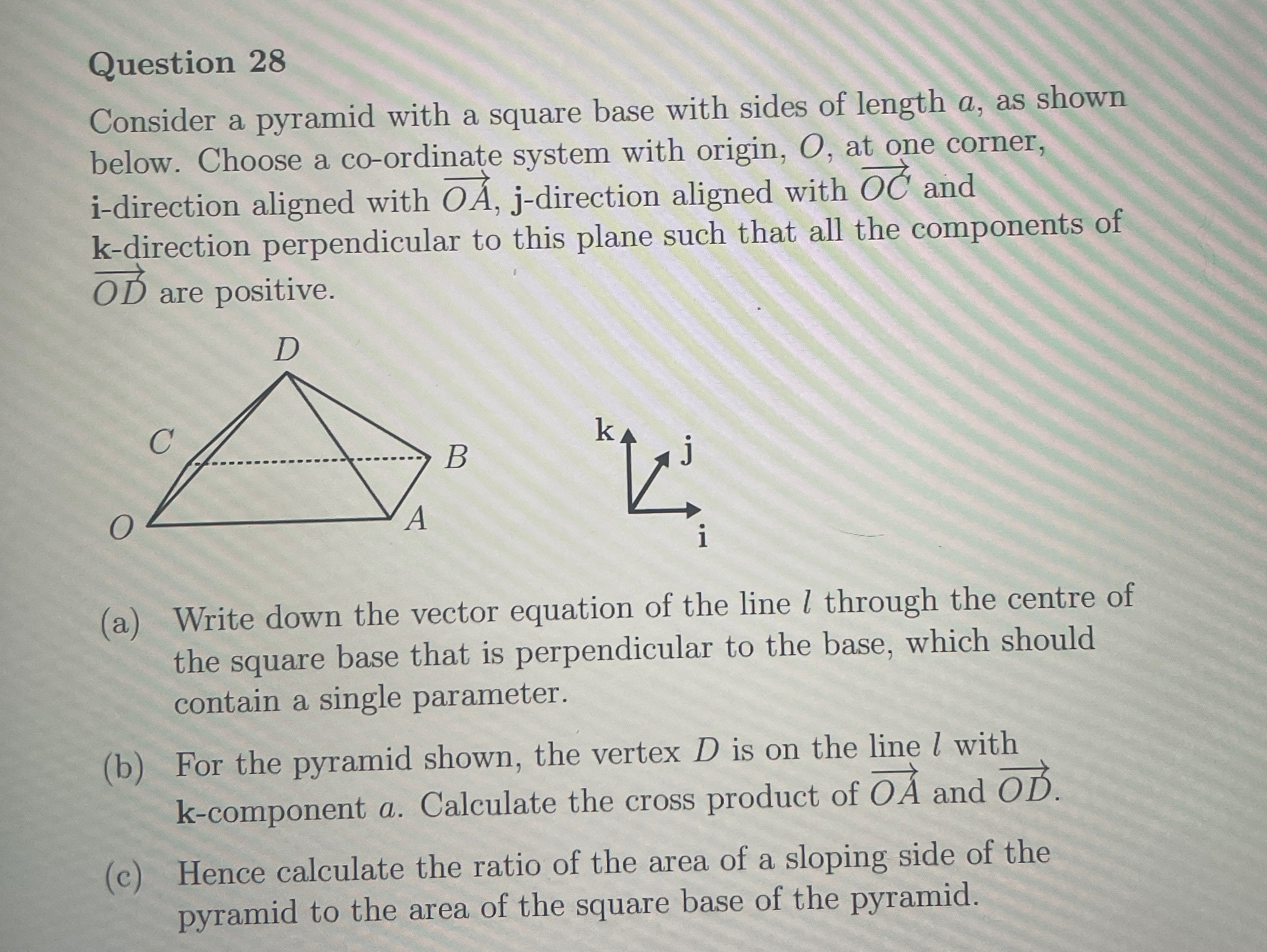 Solved Question 28Consider a pyramid with a square base with | Chegg.com