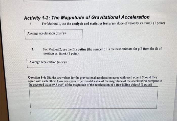 Solved Activity 1-2: The Magnitude of Gravitational | Chegg.com