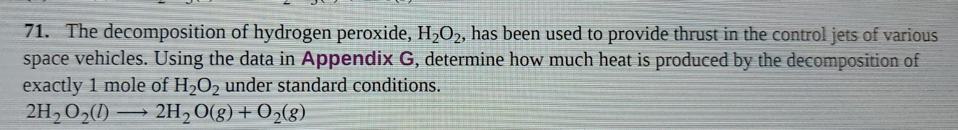 Solved 71. The decomposition of hydrogen peroxide, H2O2, has | Chegg.com
