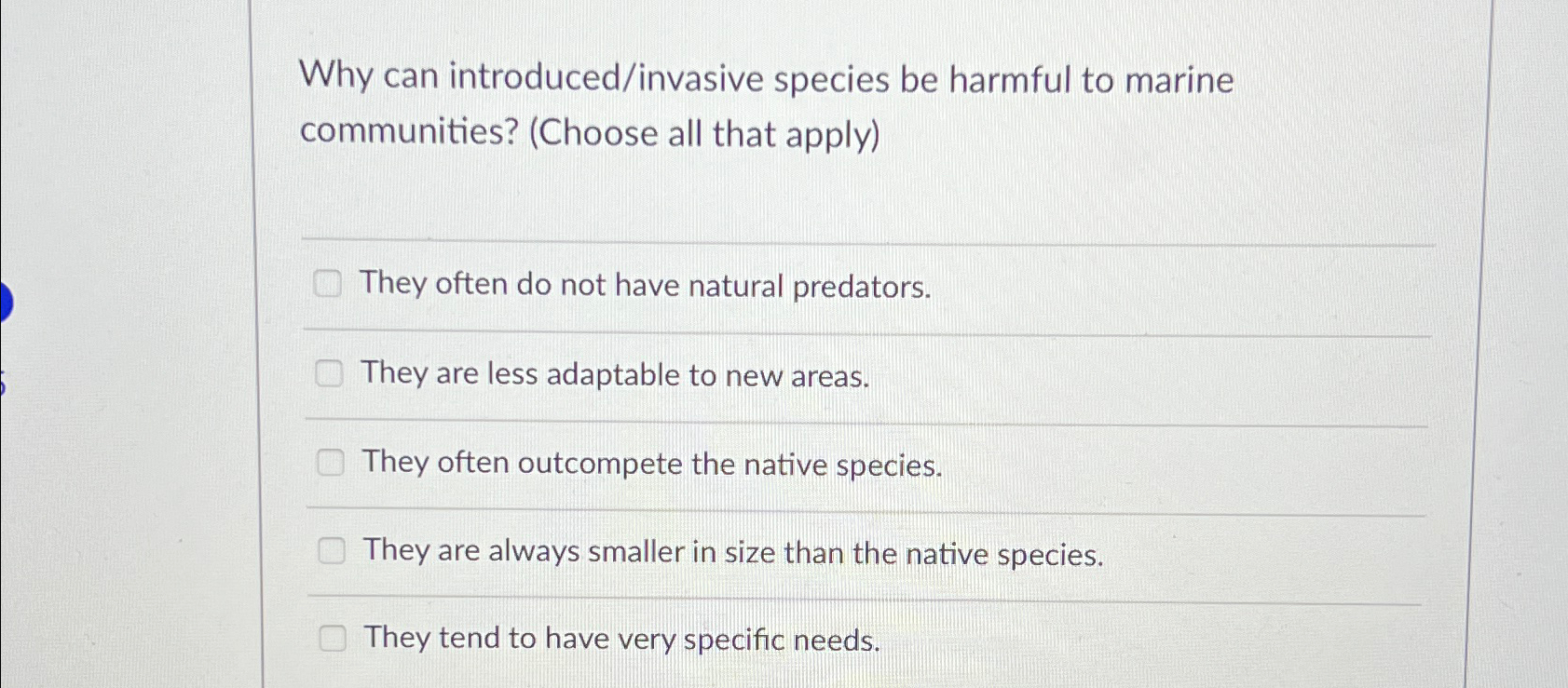 Solved Why can introduced/invasive species be harmful to | Chegg.com