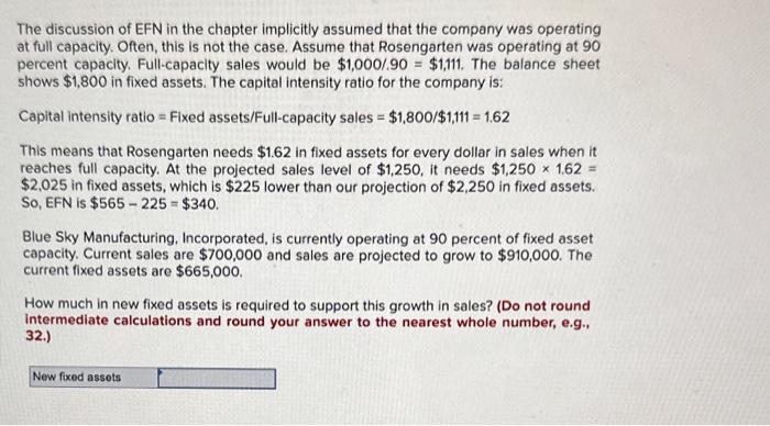 Solved The discussion of EFN in the chapter implicitly | Chegg.com