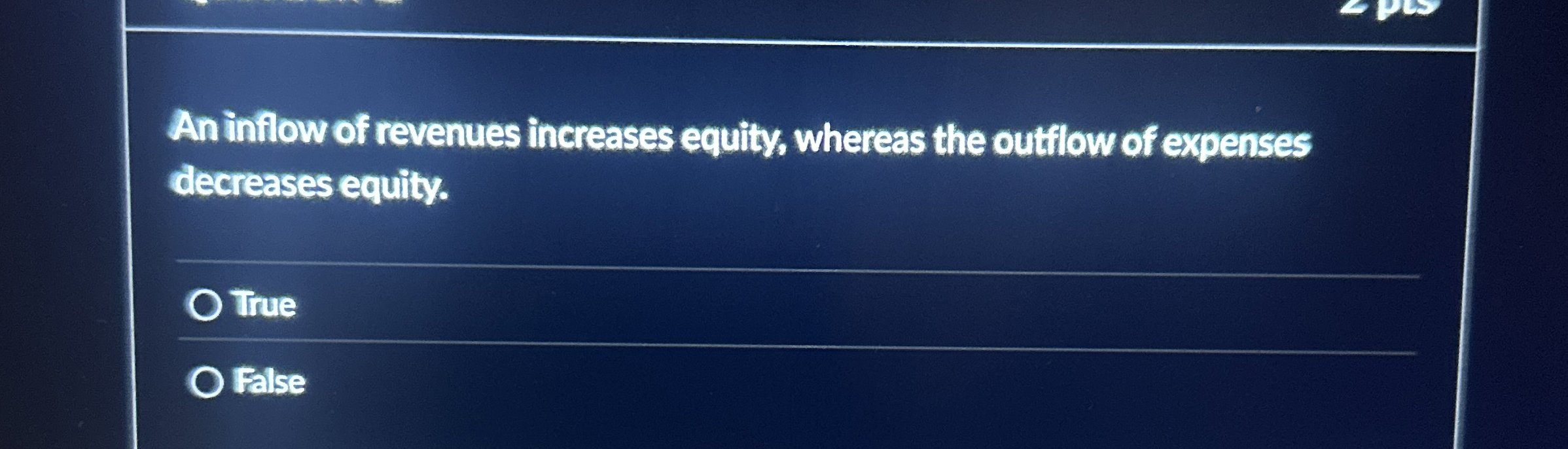 Solved An inflow of revenues increases equity, whereas the | Chegg.com