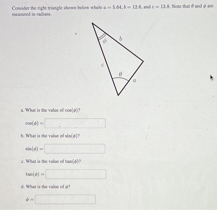 Solved Consider the right triangle shown below where | Chegg.com