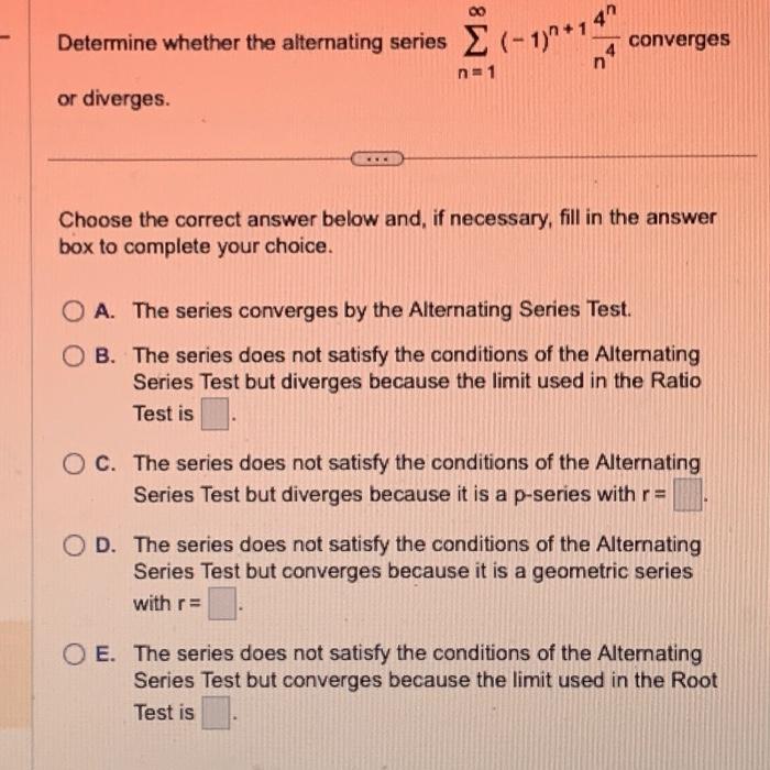 Solved Determine whether the alternating series | Chegg.com