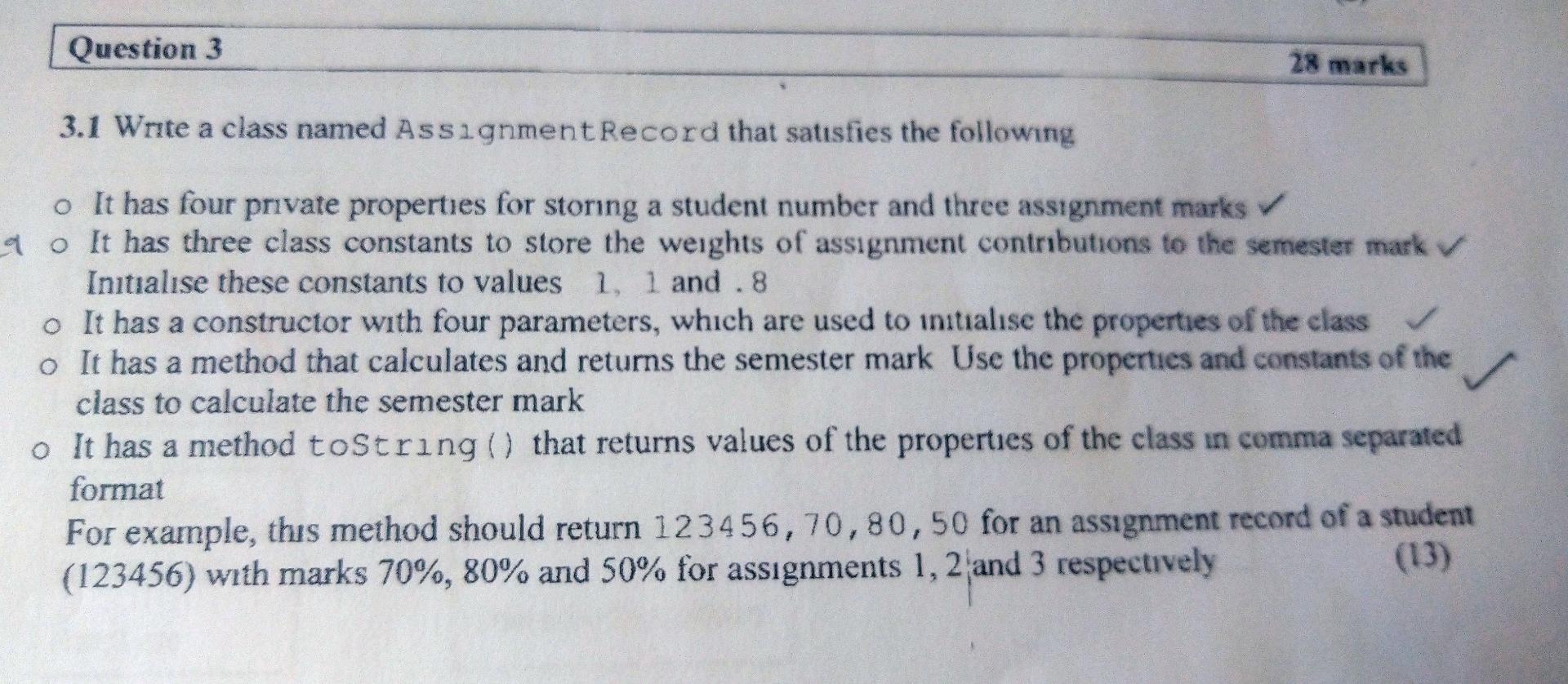 Solved Question 3 28 marks 3.1 Write a class named | Chegg.com
