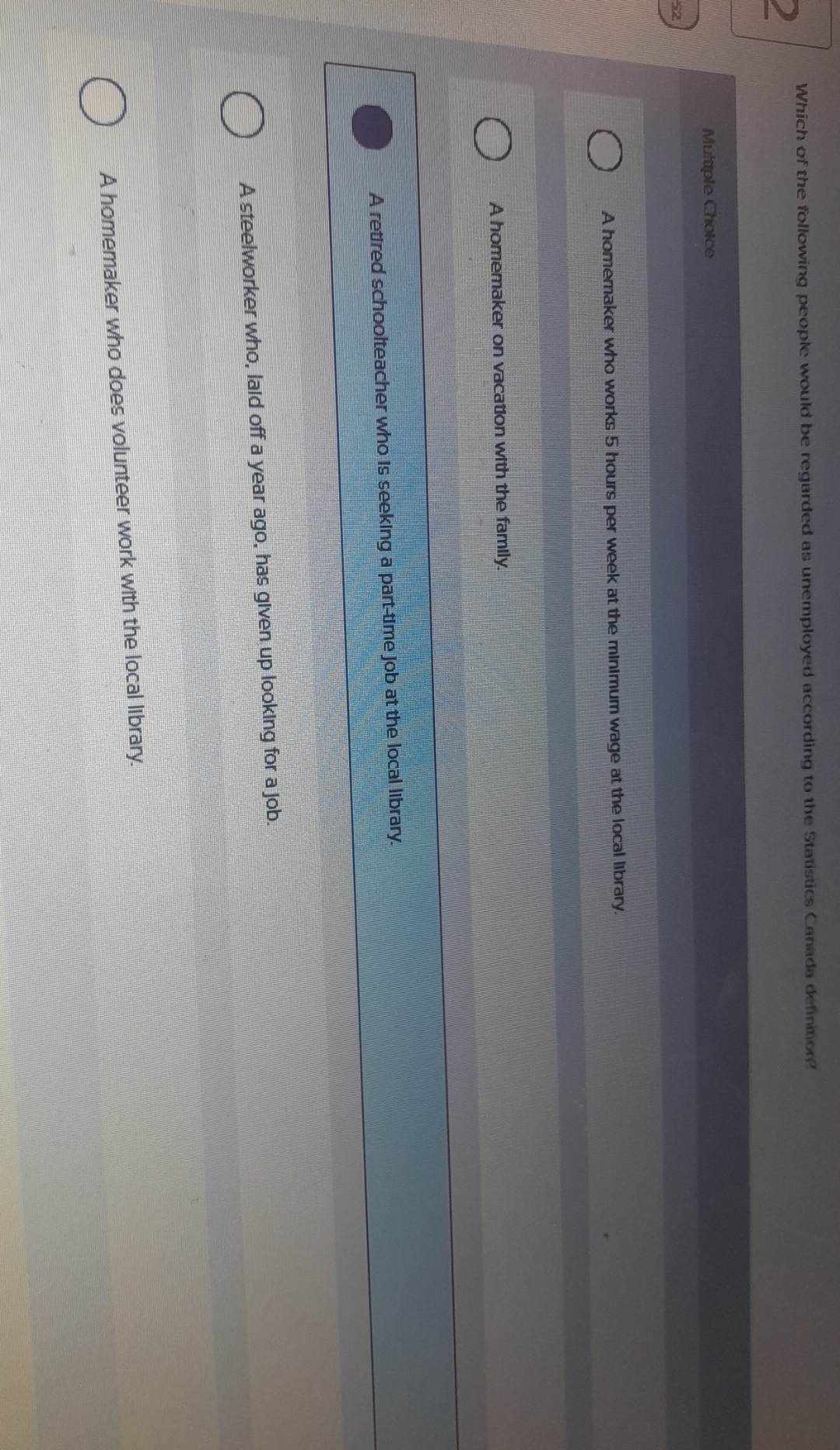 Solved Which of the following people would be regarded as | Chegg.com