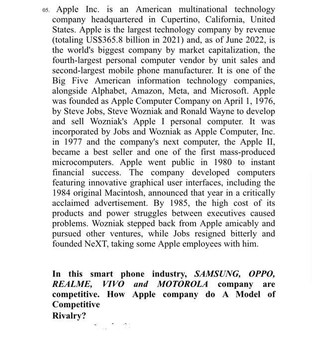 Solved 55. Apple Inc. is an American multinational | Chegg.com