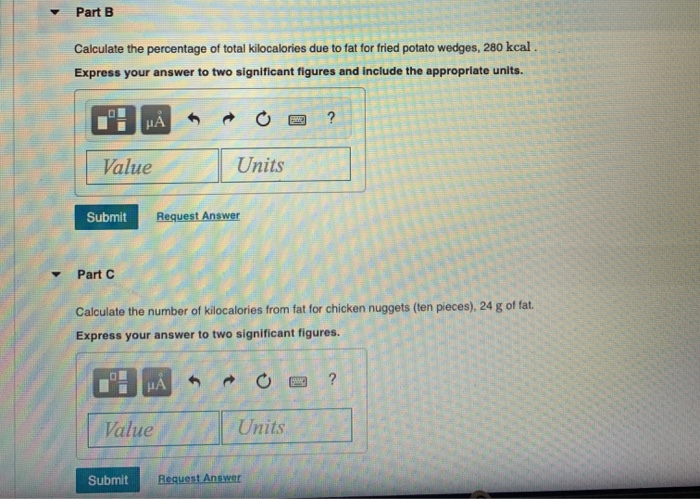 Solved Part A Calculate the number of kilocalories from fat | Chegg.com