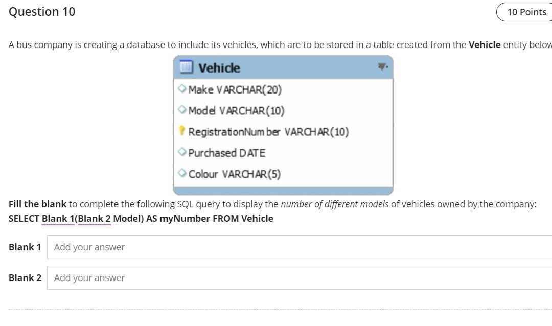 Solved A bus company is creating a database to include its | Chegg.com
