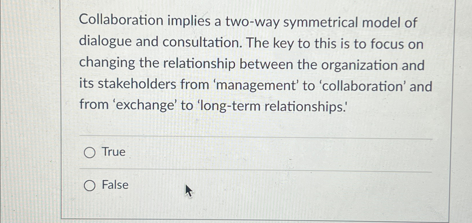 Solved Collaboration implies a two-way symmetrical model of | Chegg.com
